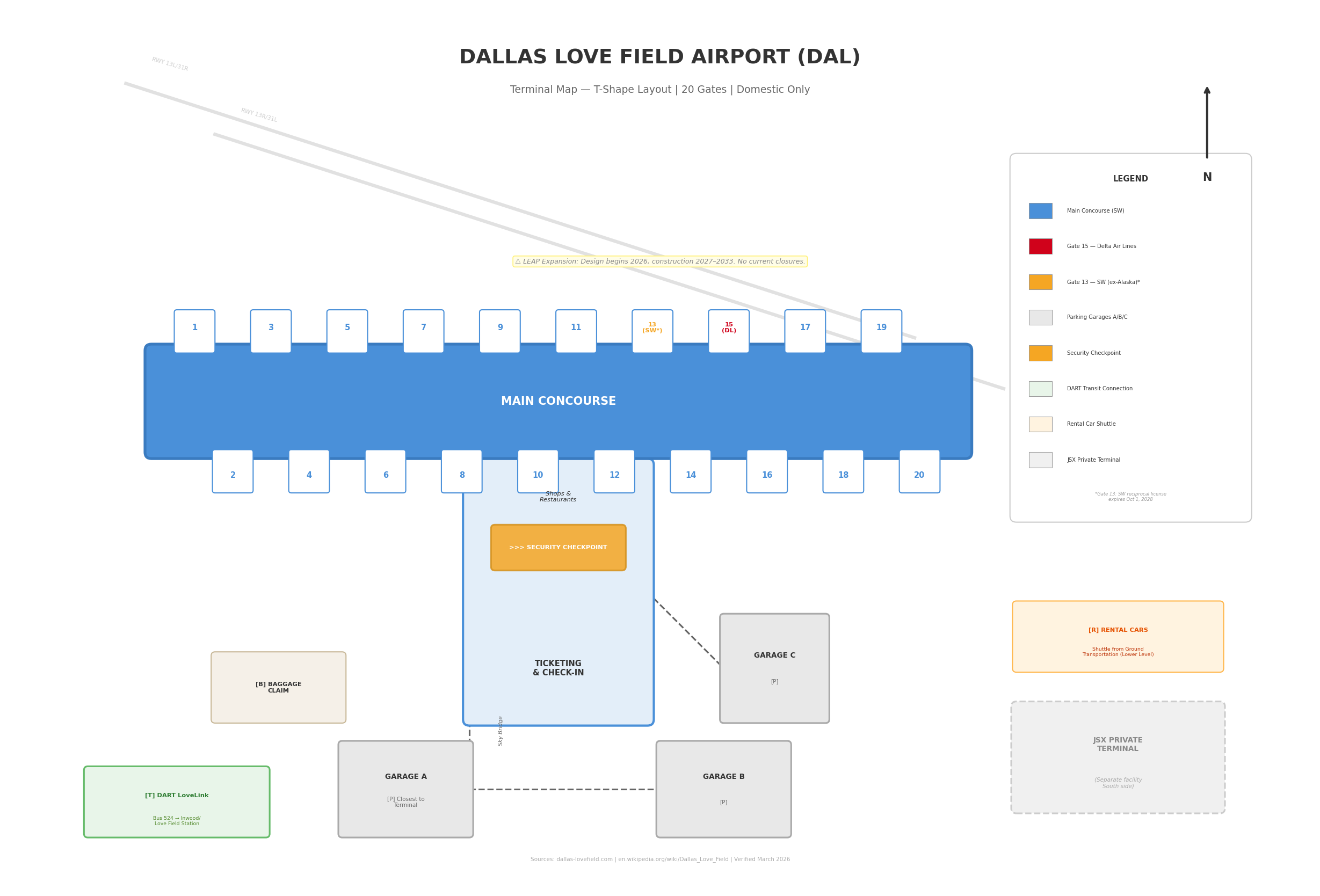 Dallas Love Field Map — DAL Terminal Guide 2026