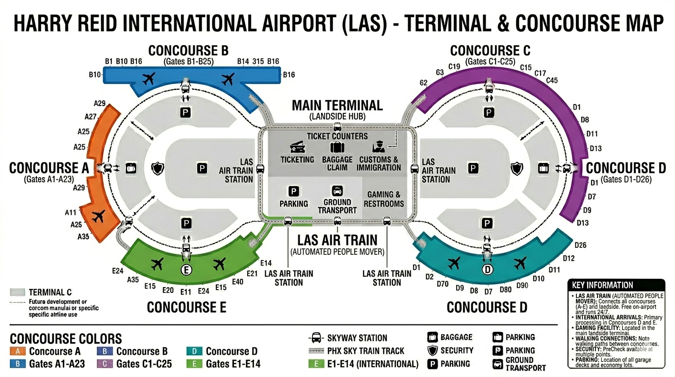 Las Vegas Airport Map — LAS Terminal & Gate Guide