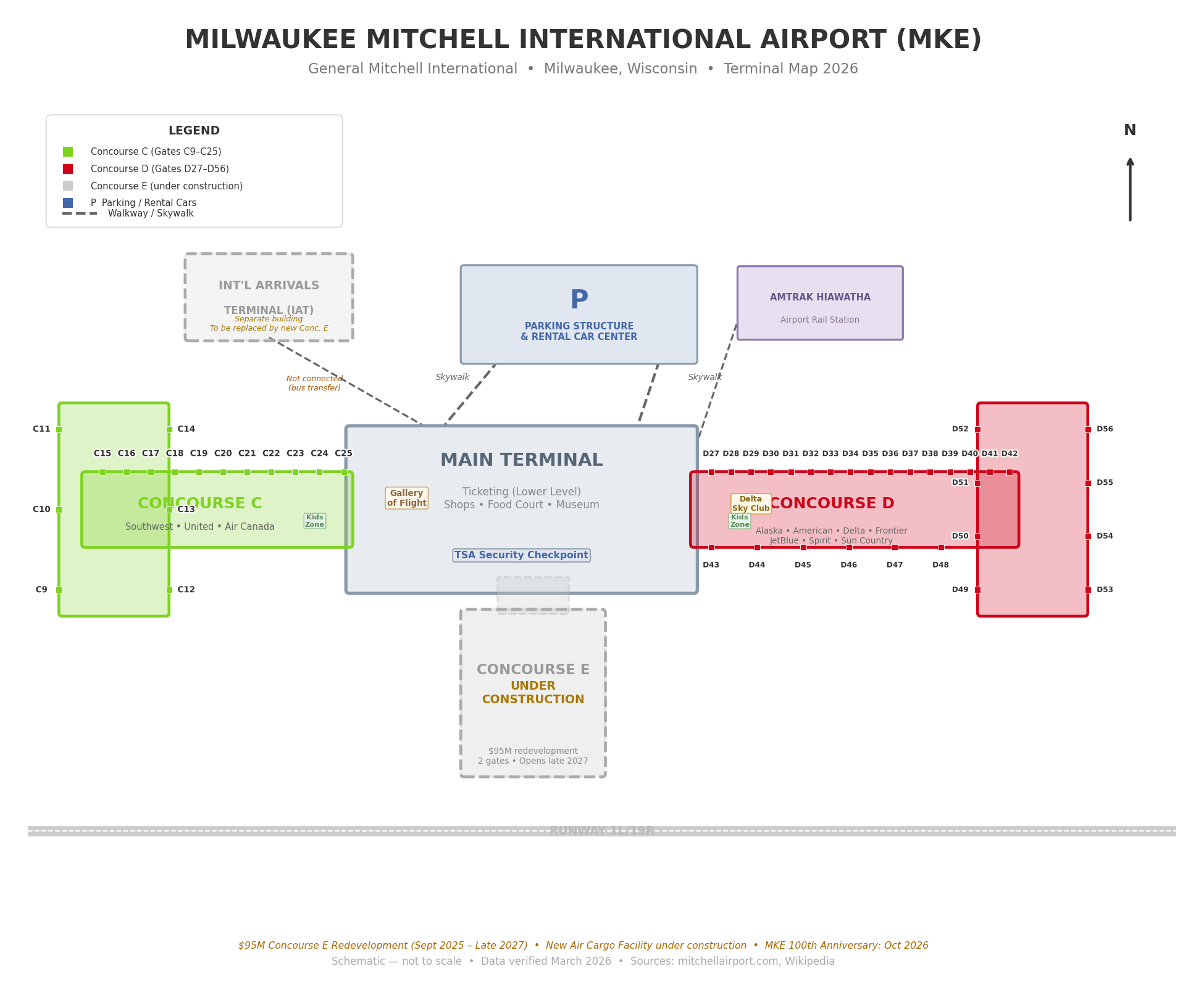 Milwaukee Airport Map 2026 — MKE Terminal Guide