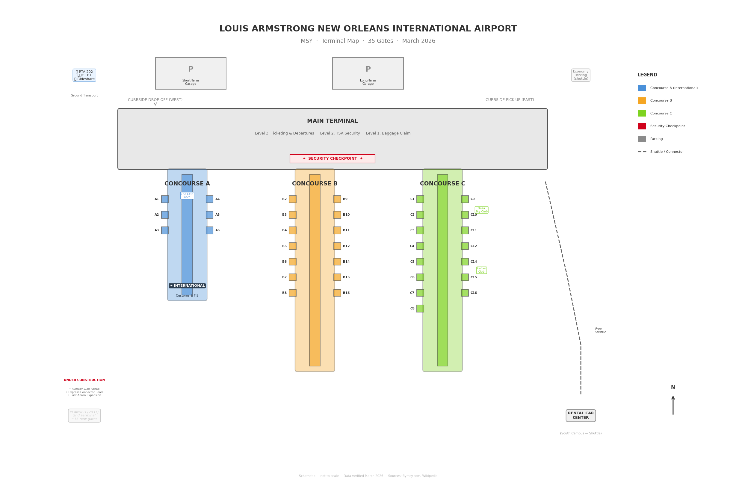New Orleans Airport Map 2026 — MSY Terminal Guide