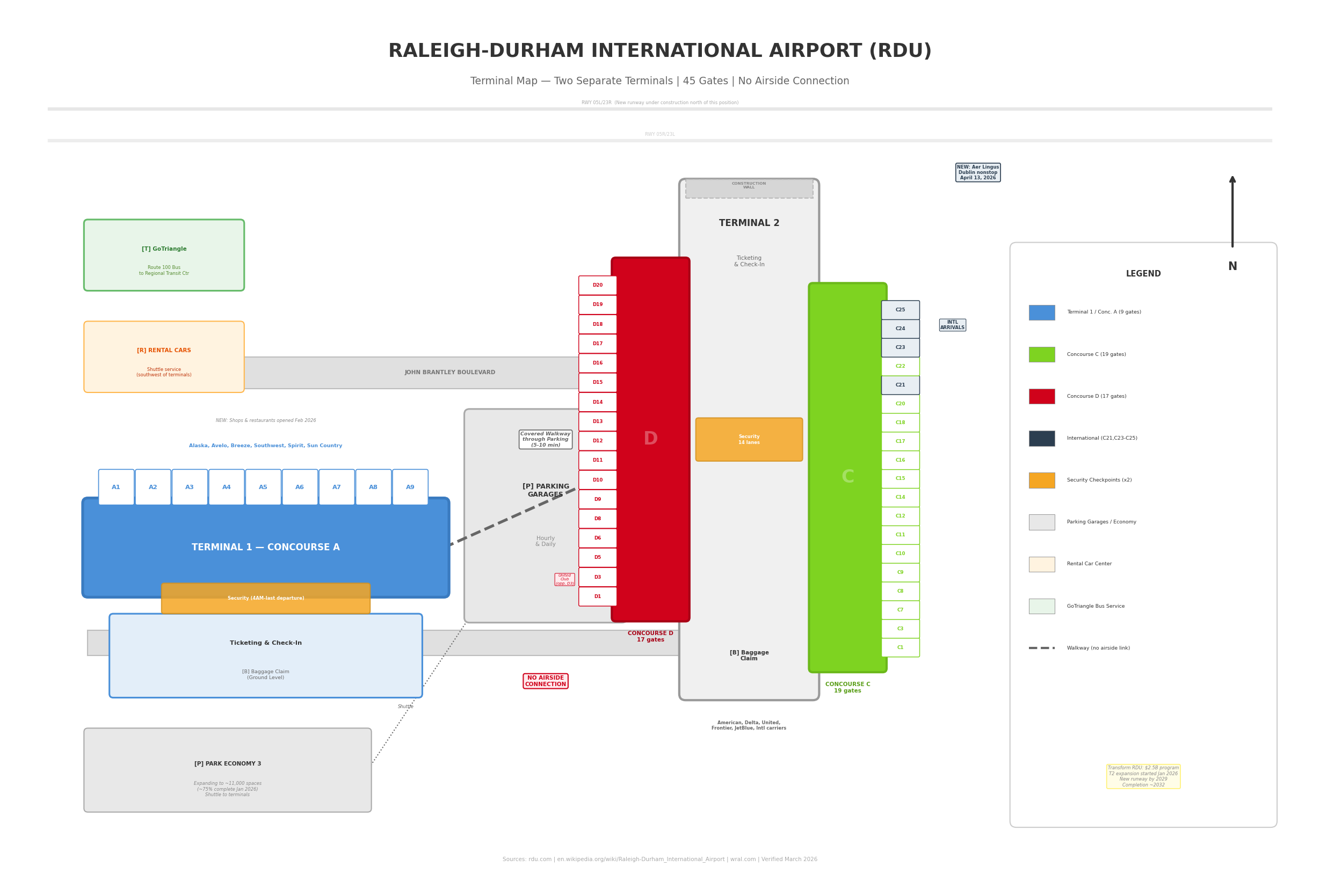 Raleigh-Durham Airport Map 2026 — RDU Terminal Guide