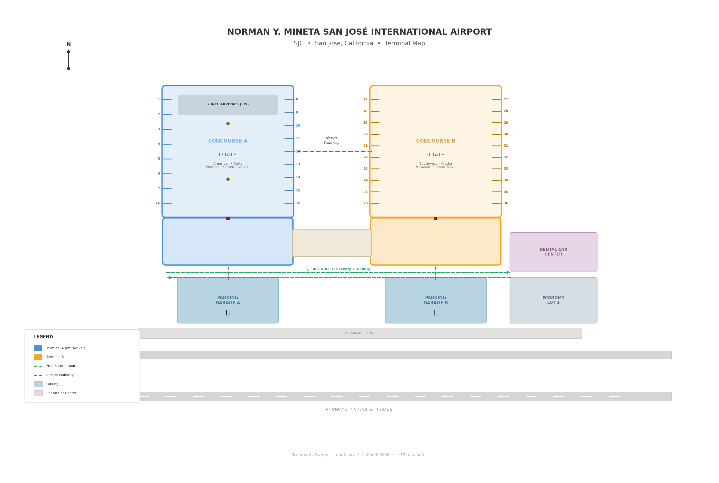 San Jose Airport Map 2026 — SJC Terminal & Gate Guide